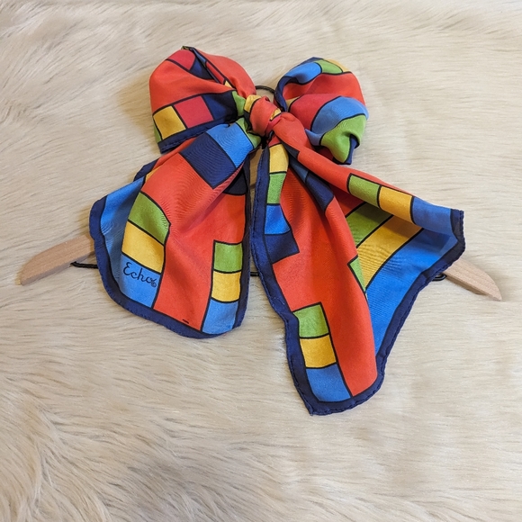 Vintage | Accessories | Vintage Echo Colorful Color Block Silk Scarf ...